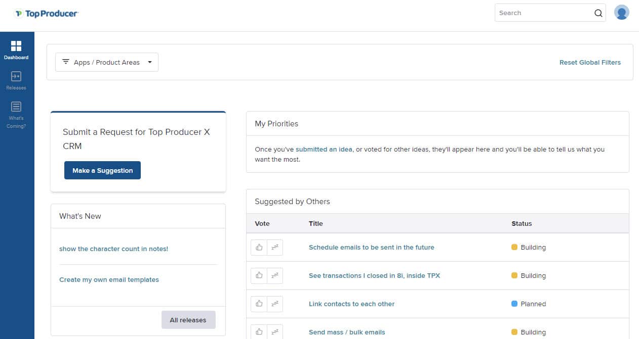 NEW! Feedback System gives visibility into what's coming to your CRM